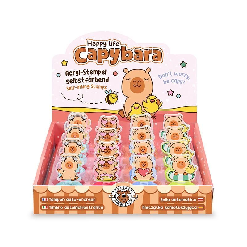 CAPYBARA HAPPY LIFE Self-Inking Acrylic Stamp, 4 assorted