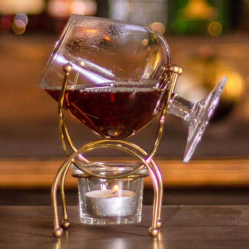 Brandy Warmer Set Deluxe Gold